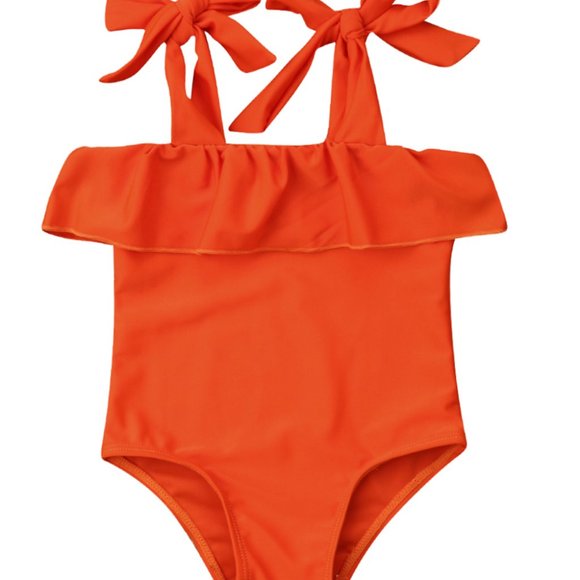Styles I Love | Swim | Orangered Ruffle Swimsuit Little Girl Swimsuit ...